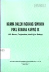 KRAMA DALEM INGKANG SINUHUN PAKU BUWANA KAPING IX (ALIH AKSARA ...